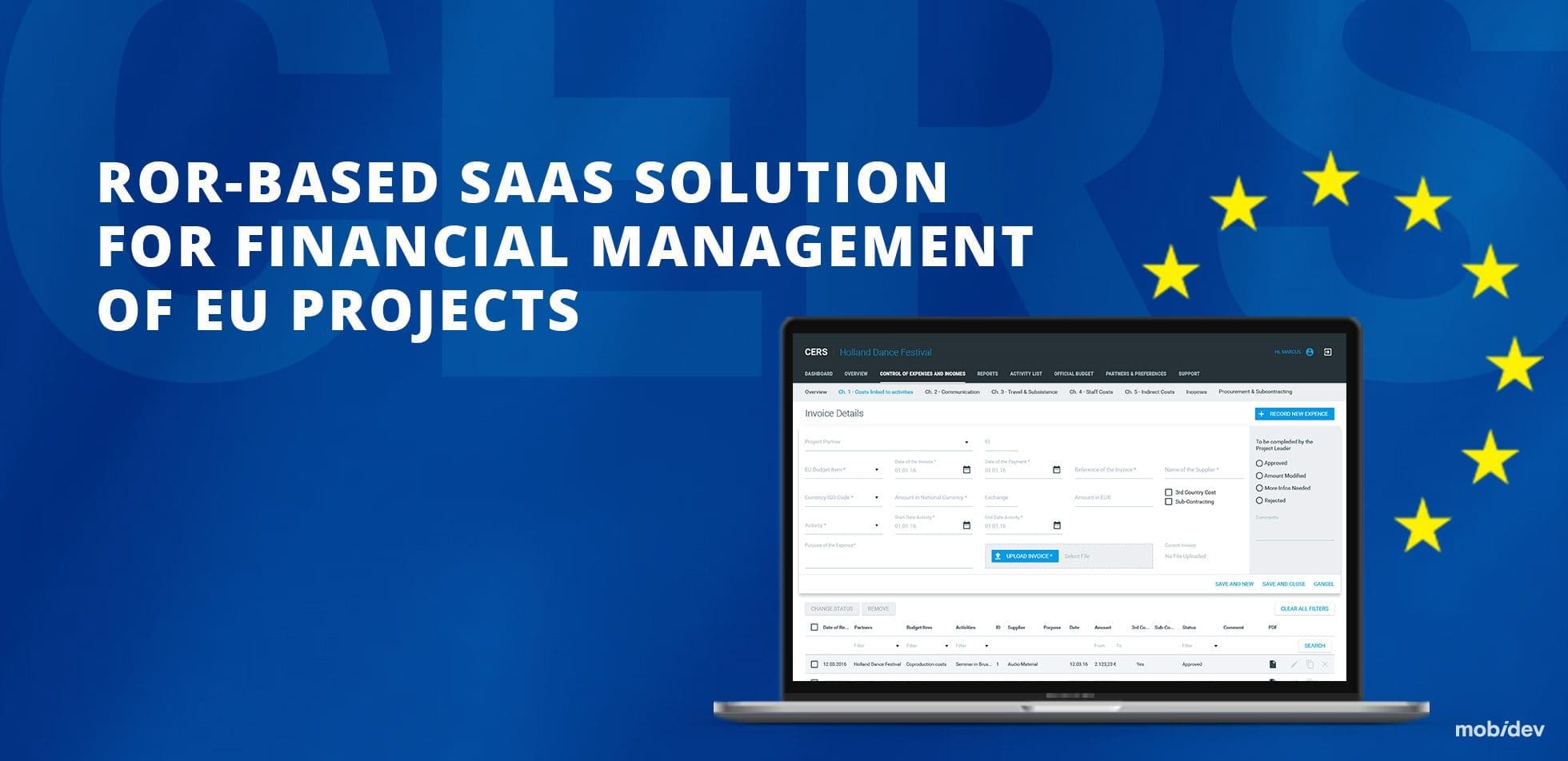 RoR-based SaaS Solution for Financial Management of EU Projects - MobiDev